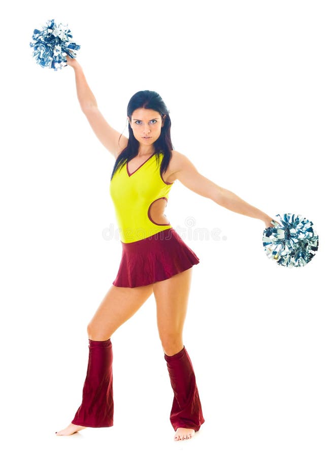 Cheerleader in Orange Costume Stock Photo - Image of sensuality ...