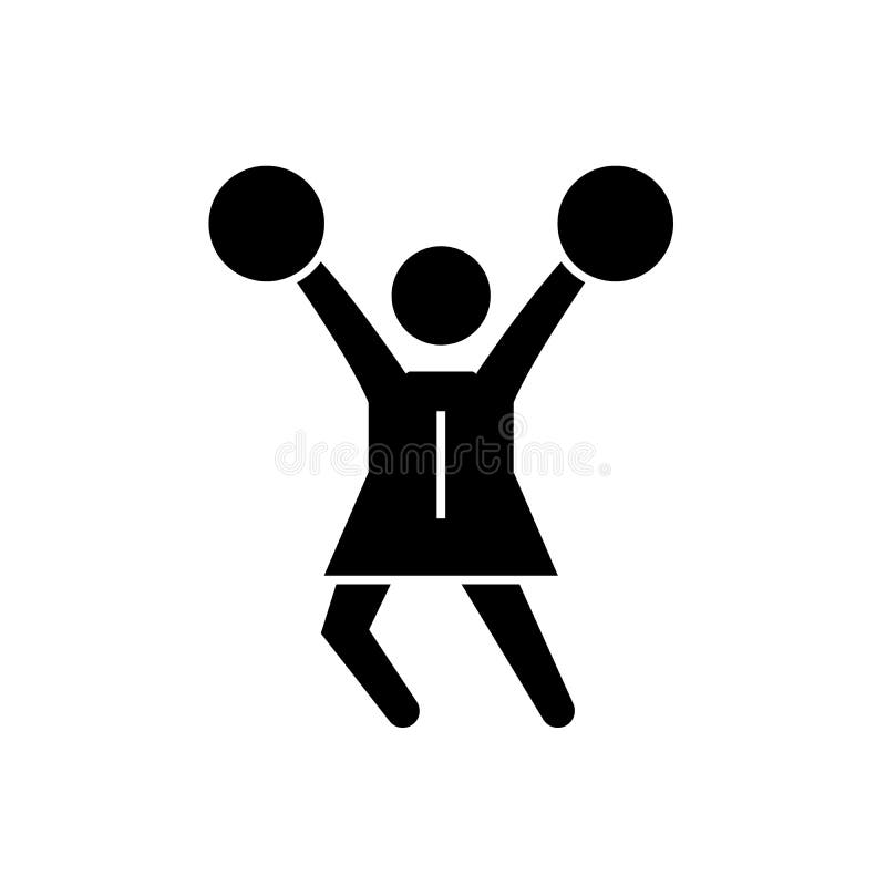 Cheerleader Black Vector Concept Icon. Cheerleader Flat Illustration ...