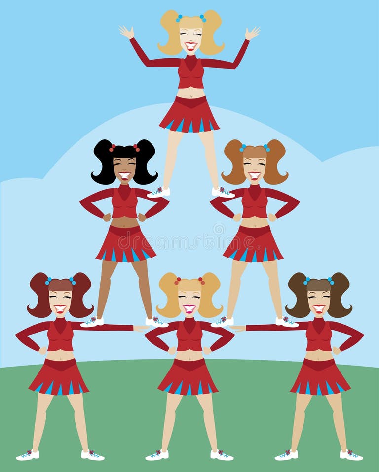Cheerleader Pyramid Stock Illustrations – 49 Cheerleader Pyramid Stock ...
