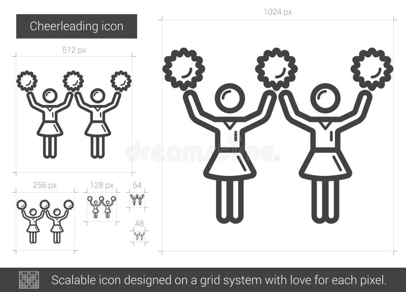 Cheerleading linje symbol vektor illustrationer. Illustration av ...
