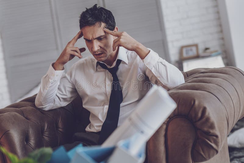 Cheerless Young Man Thinking about His Problem Stock Image - Image of ...