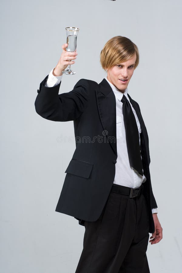 Cheers! - Bartender with Glass Stock Image - Image of goblet, fizz: 2154007