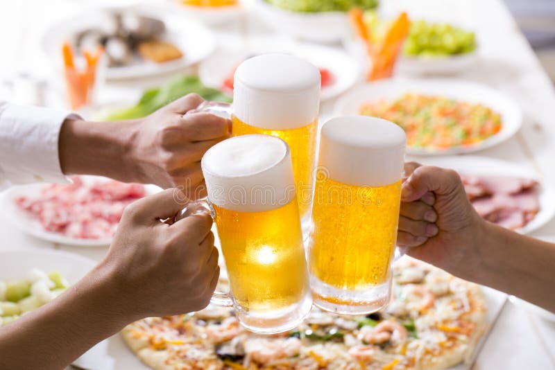 Cold beer mug stock photo. Image of draft, food, bacon - 166533996