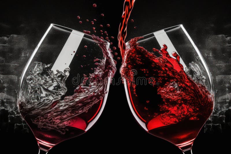 Cheers Concept Red Wine Glasses Smacking Against One Another in a Bar ...