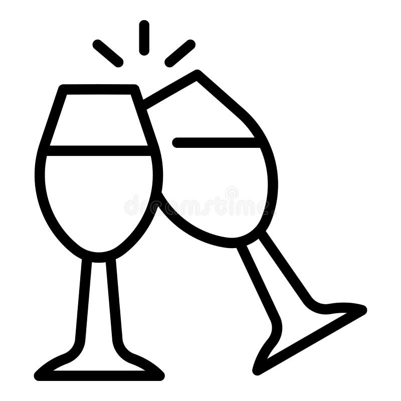 Cheers Glass Wine Icon, Outline Style Stock Vector - Illustration of ...