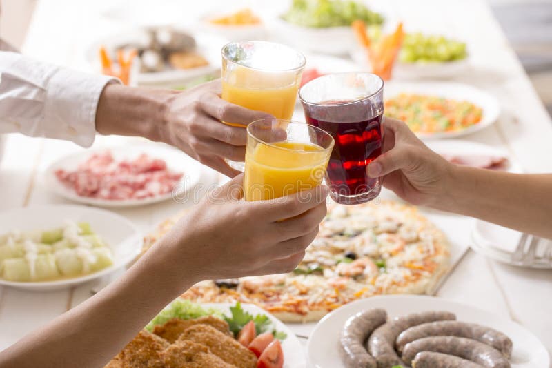 Fun Dinner with Lots of Dishes Stock Image - Image of outdoor, cheers ...