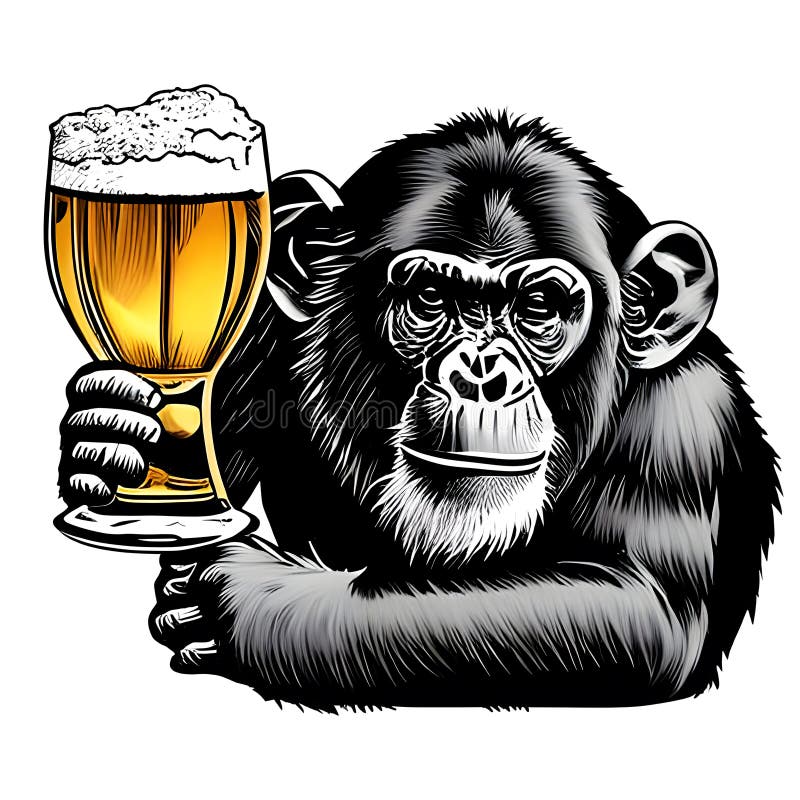 Cheers! - Monkey with Beer Glass Stock Illustration - Illustration of ...