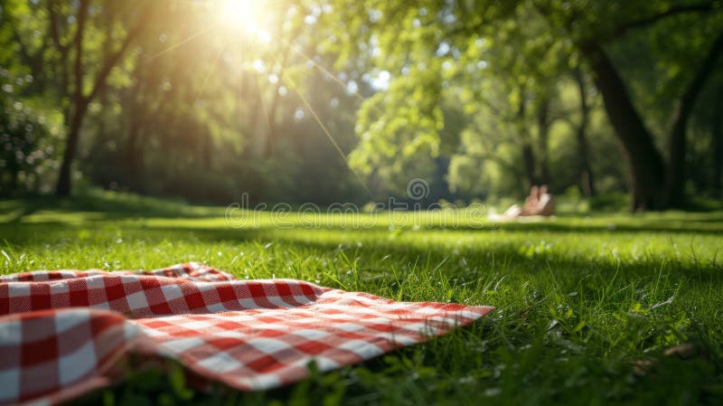 A Cheery, Checkered Picnic Blanket Under the Sun Creates an Inviting ...