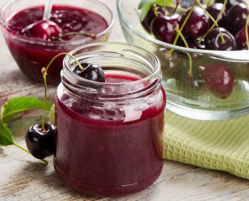 Cheery jam stock image. Image of green, berry, ripe, spoon - 38146741