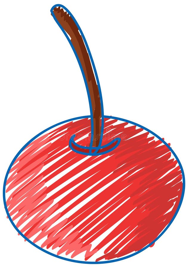 Cheery in Pencil Colour Sketch Simple Style Stock Vector - Illustration ...