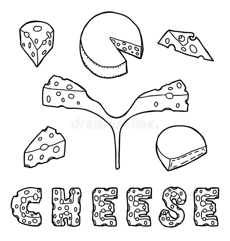 Cheese. Trace and Color the Picture. Educational Game for Children ...