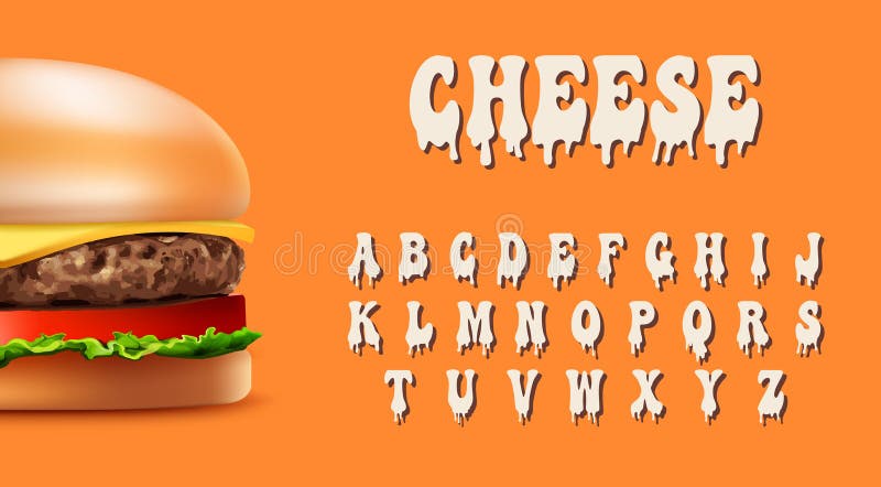 Cheese Alphabet. Melted Font for Restaurants and Fast Food. Stock ...