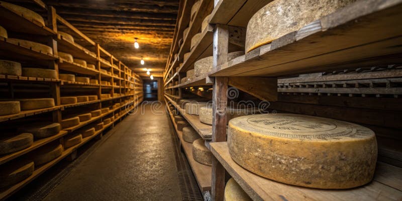 Cheese Aging Facility Showcases Rows of Carefully Organized Cheese ...