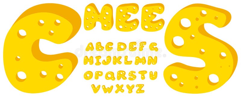 Cheese Alphabet Letters stock vector. Illustration of report - 58581949