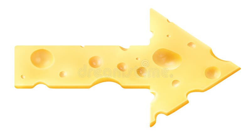 Cheese Arrow. a Piece of Cheese in the Shape of an Arrow on a White ...