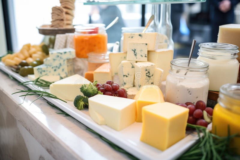 Cheese Assortment with Labels on a Buffet Stock Photo - Image of buffet ...