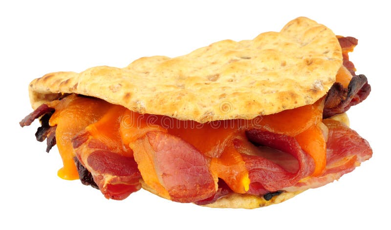 Cheese and Bacon Flatbread Sandwich Stock Image - Image of meat, pork ...