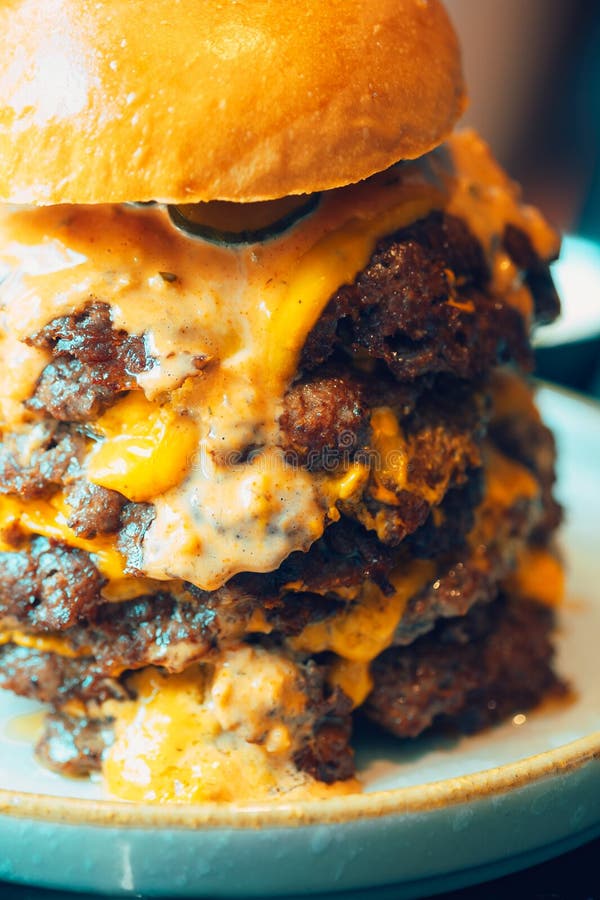 Cheese Beef Burger Consists of Bun Bread and Cheddar Cheese Stock Photo ...
