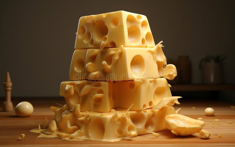 A Cheese Block Rendered in Photorealistic Detail.ai Stock Photo - Image ...