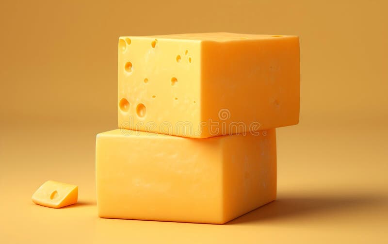 A Cheese Block Rendered in Photorealistic Detail.ai Stock Photo - Image ...