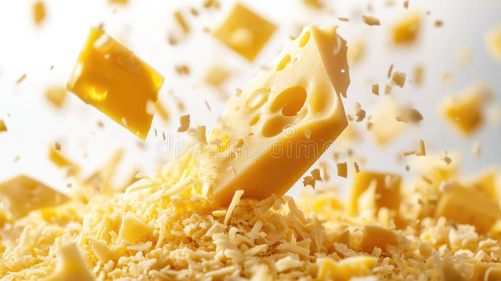 Cheese Blocks Explosion stock image. Image of cheese - 387135555