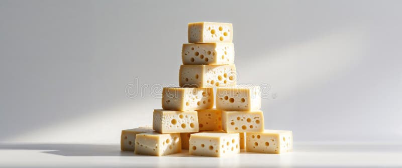 Cheese Blocks Stacked on Top of Each Other Showcasing Holes and Texture ...