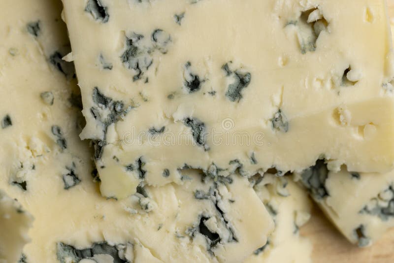 Cheese with Blue Mold Cut into Pieces Stock Image - Image of breakfast ...
