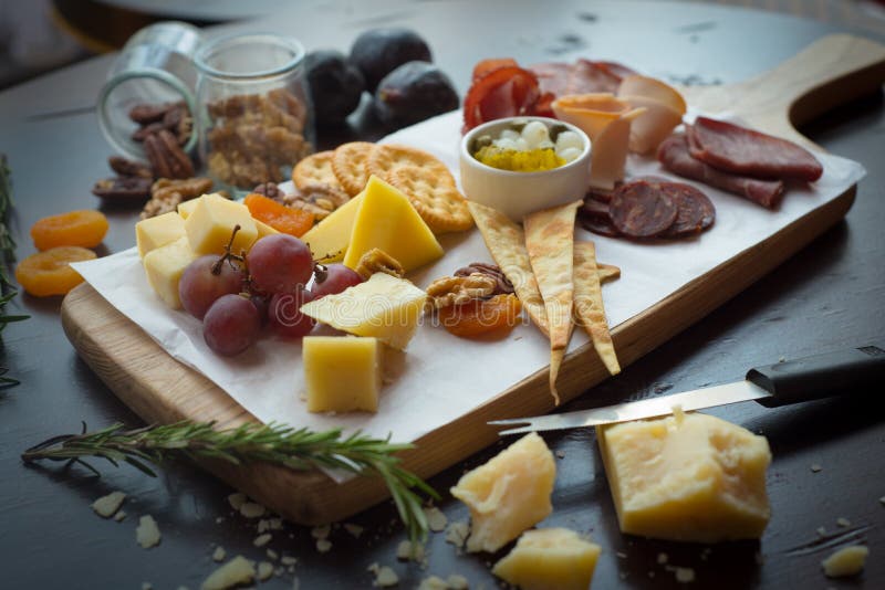 Cheese Board and Cold Cuts stock image. Image of meat - 99843423