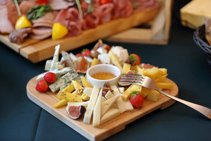 Cheese Board with Different Types of Cheese Stock Image - Image of ...