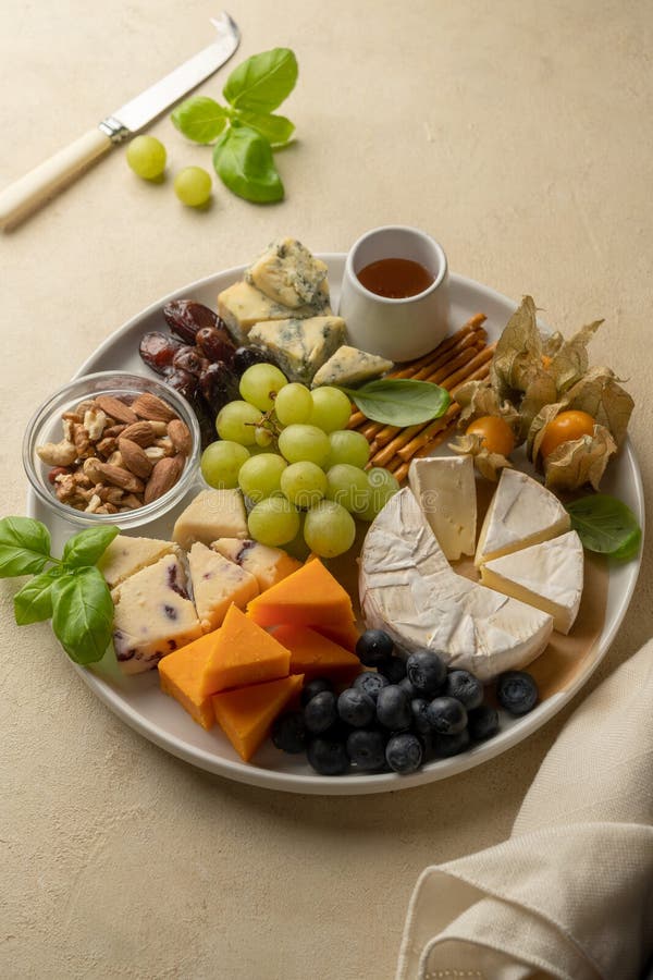 Cheese Board, Platter with Assorted Various Cheeses, Fruits, Nuts and ...