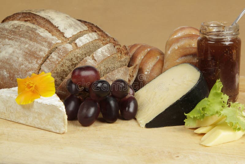 Cheese Board with Rye Bread and Fruit Stock Photo - Image of nutritious ...