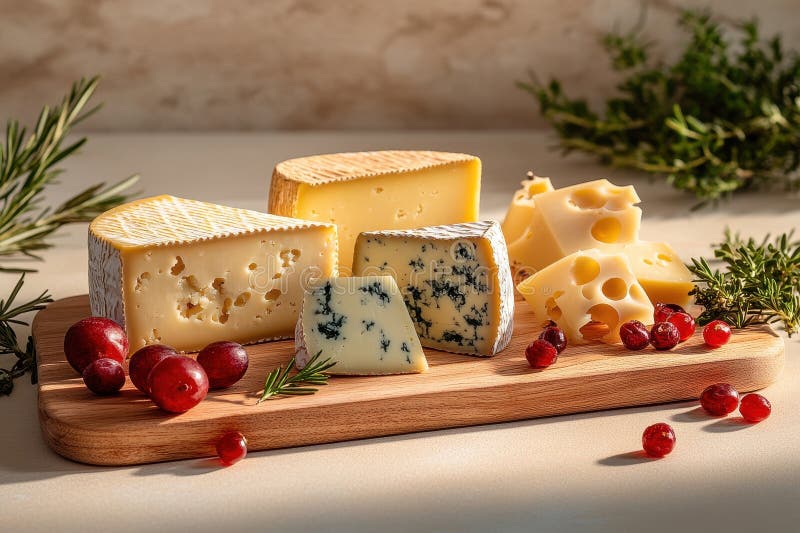 Cheese Board Setup with Assorted Cheeses and Garnishes on a Studio ...