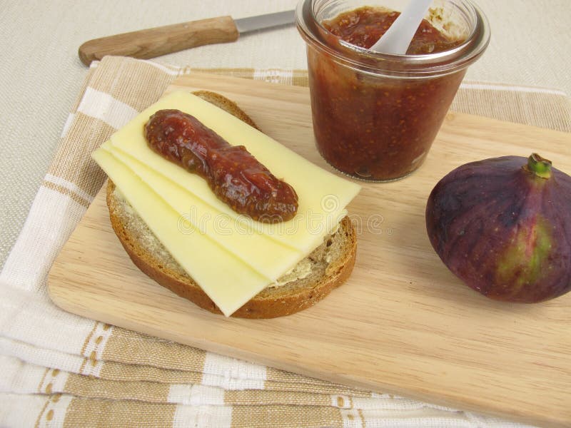 Cheese Bread with Fig Mustard Stock Image - Image of chutney, figs ...