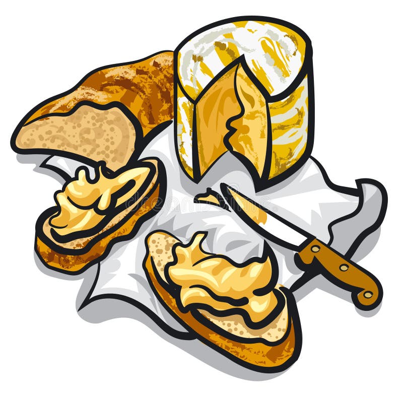Cheese and bread stock illustration. Illustration of bread - 70123220