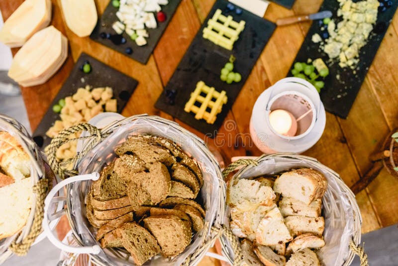 Cheese Buffet Bar at a Wedding Stock Photo - Image of grape, blue ...