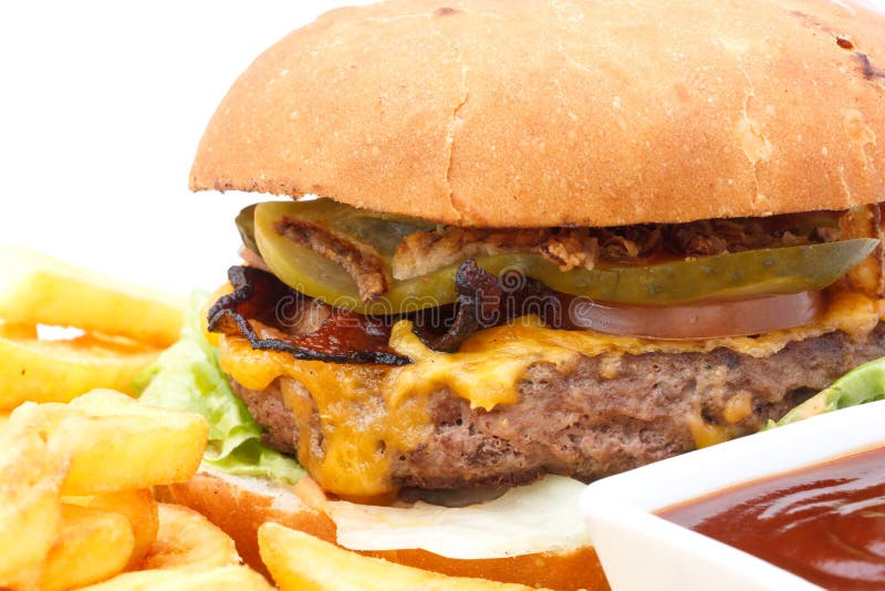 Cheese burger and chips stock image. Image of plate, detail - 48273131