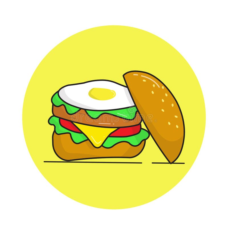 Cheese Burger with Egg Illustration Vector Stock Vector - Illustration ...