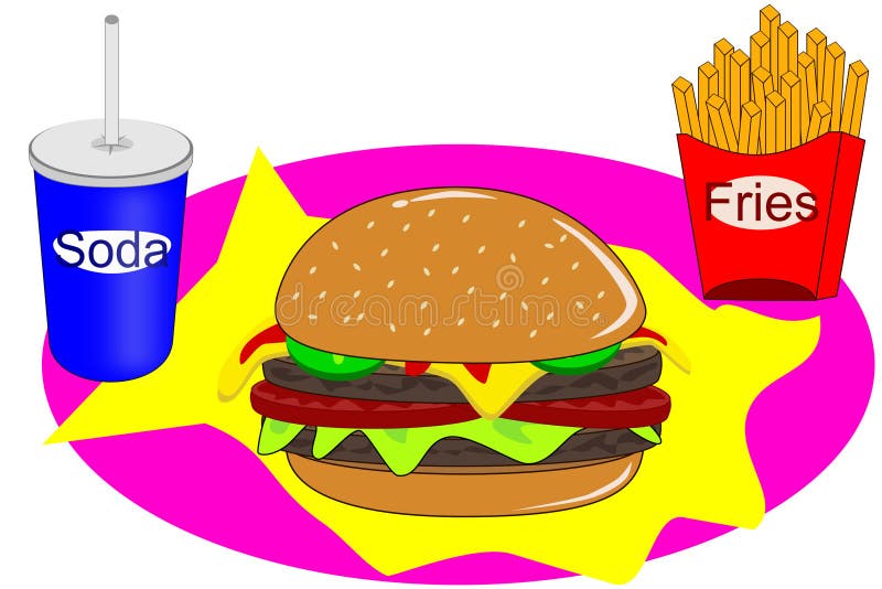 Sad Fast Food Characters Fries Cola Burger Stock Vector - Illustration ...