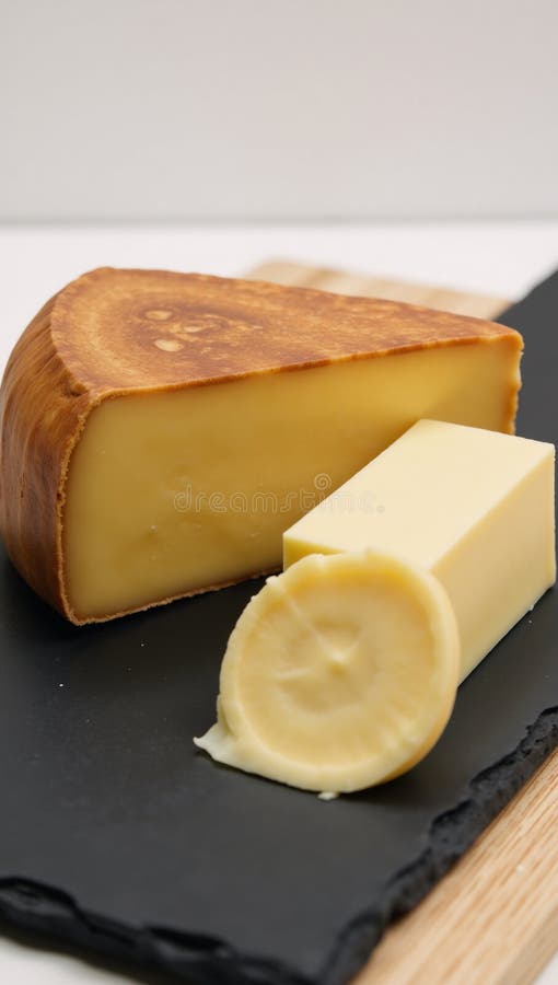 Cheese Butter Arranged on Cutting Board with Texturefocused Emphasis ...