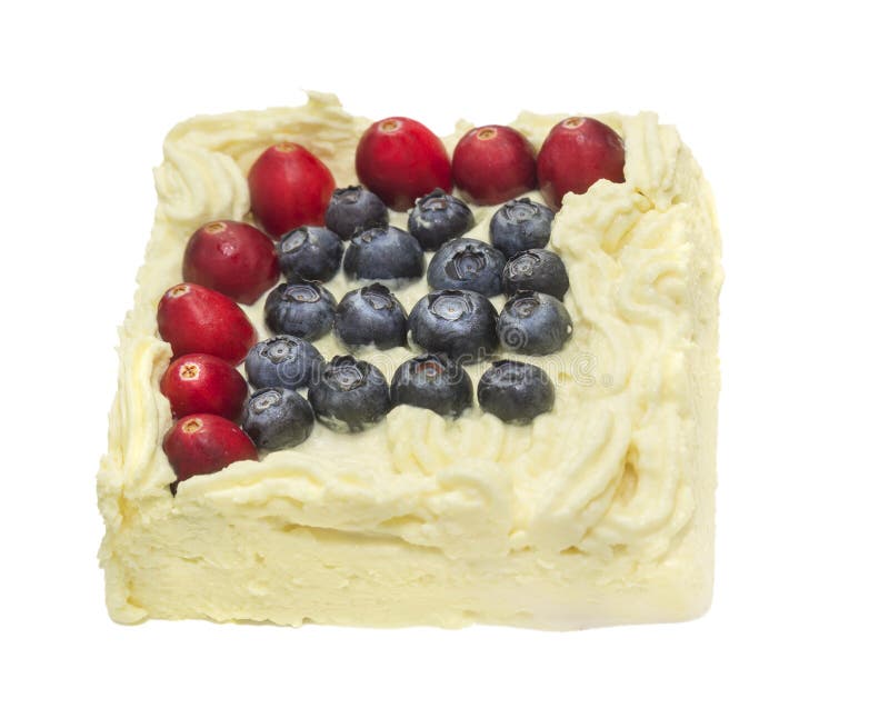 Cheese Cake with Forest Berries, Cream , Isolated Stock Image - Image ...