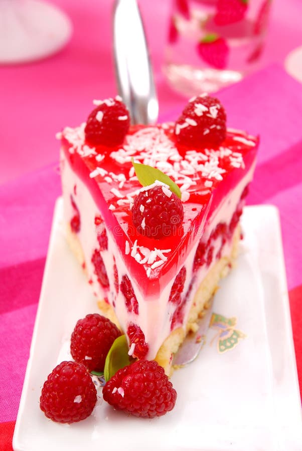 Raspberry Jelly Cake with Birthday Candles Stock Image - Image of ...