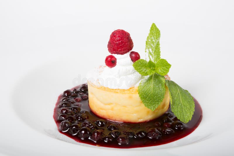 Cheese cake on a plate stock photo. Image of raspberry - 73594162