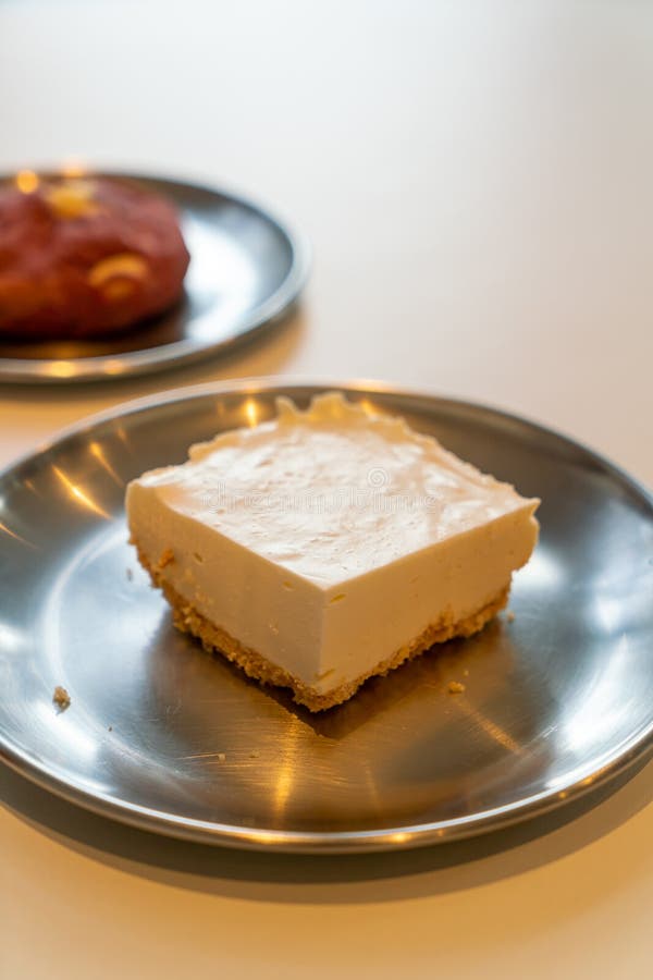 Cheese cake on plate stock photo. Image of homemade - 237120356