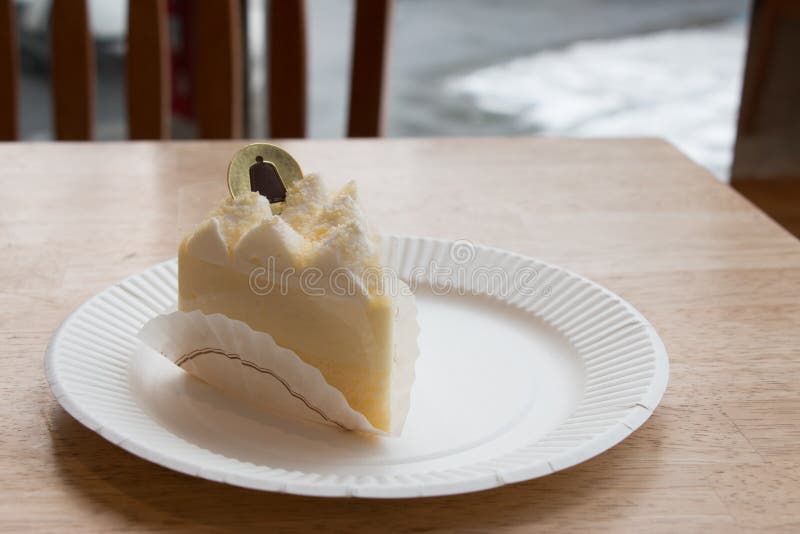 Cheese Cake Slice on the White Plate Stock Image - Image of delicious ...