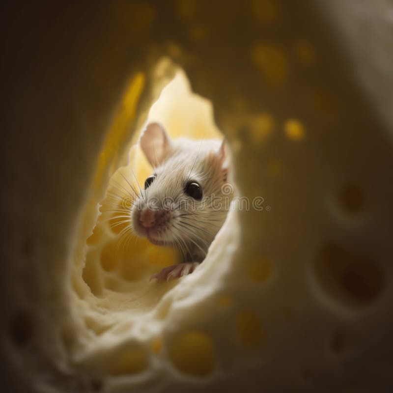 Cheese Cave with a Mouse Inside. Mouse Inside a Piece of Cheese Stock ...