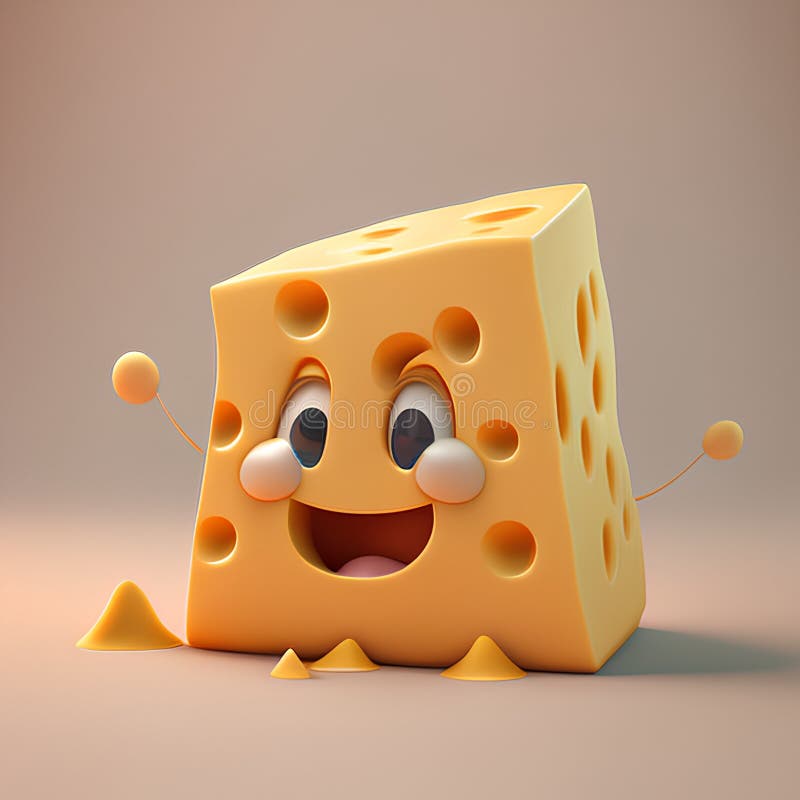 Cheese Character with Happy Face. 3d Illustration. High Resolution ...