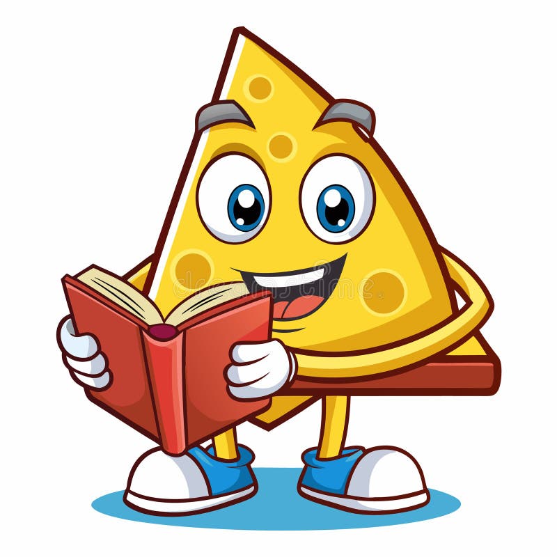 Cheese Character Reading a Book Stock Vector - Illustration of funny ...