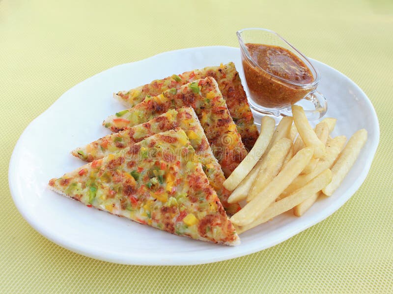 Cheese Chilli Toast with French Fries Stock Photo - Image of white ...