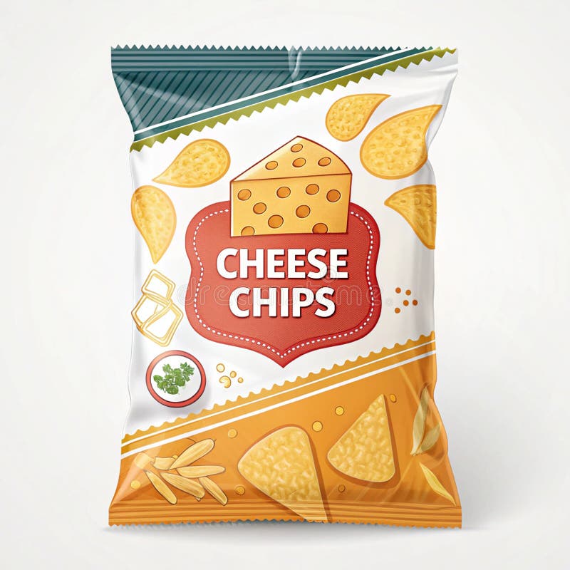 Cheese Chips Bag Design Realistic Vector Stock Illustration ...