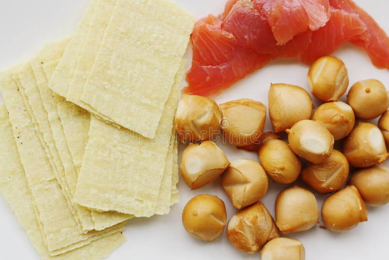 Cheese Chips and Red Fish for Beer Stock Image - Image of fish, seafood ...